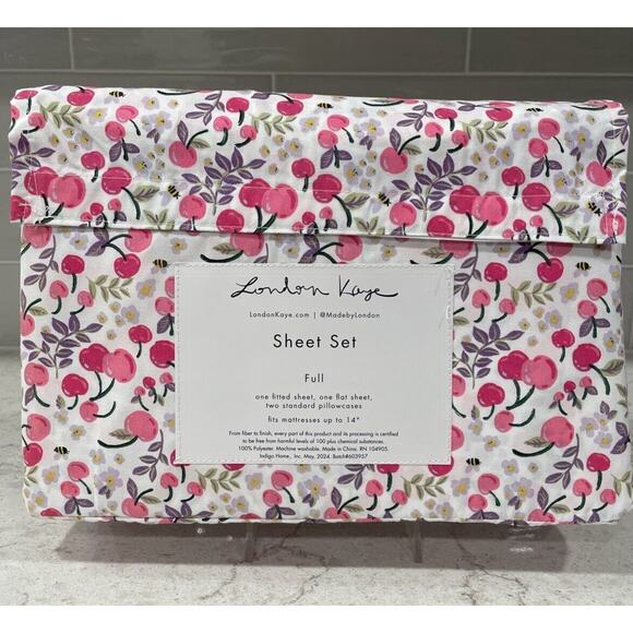 London Kaye | Bedding | London Kaye Full Bees Cherries Sheet Set Hot ...